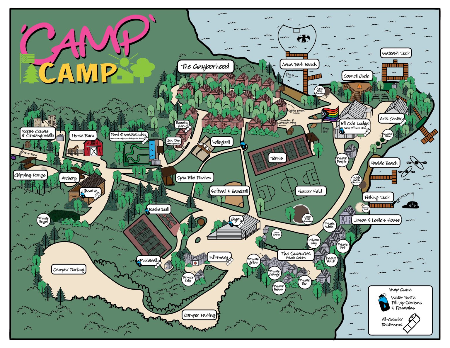 A Map of 'Camp' Camp, a Fun Summer Camp for Gay Adults